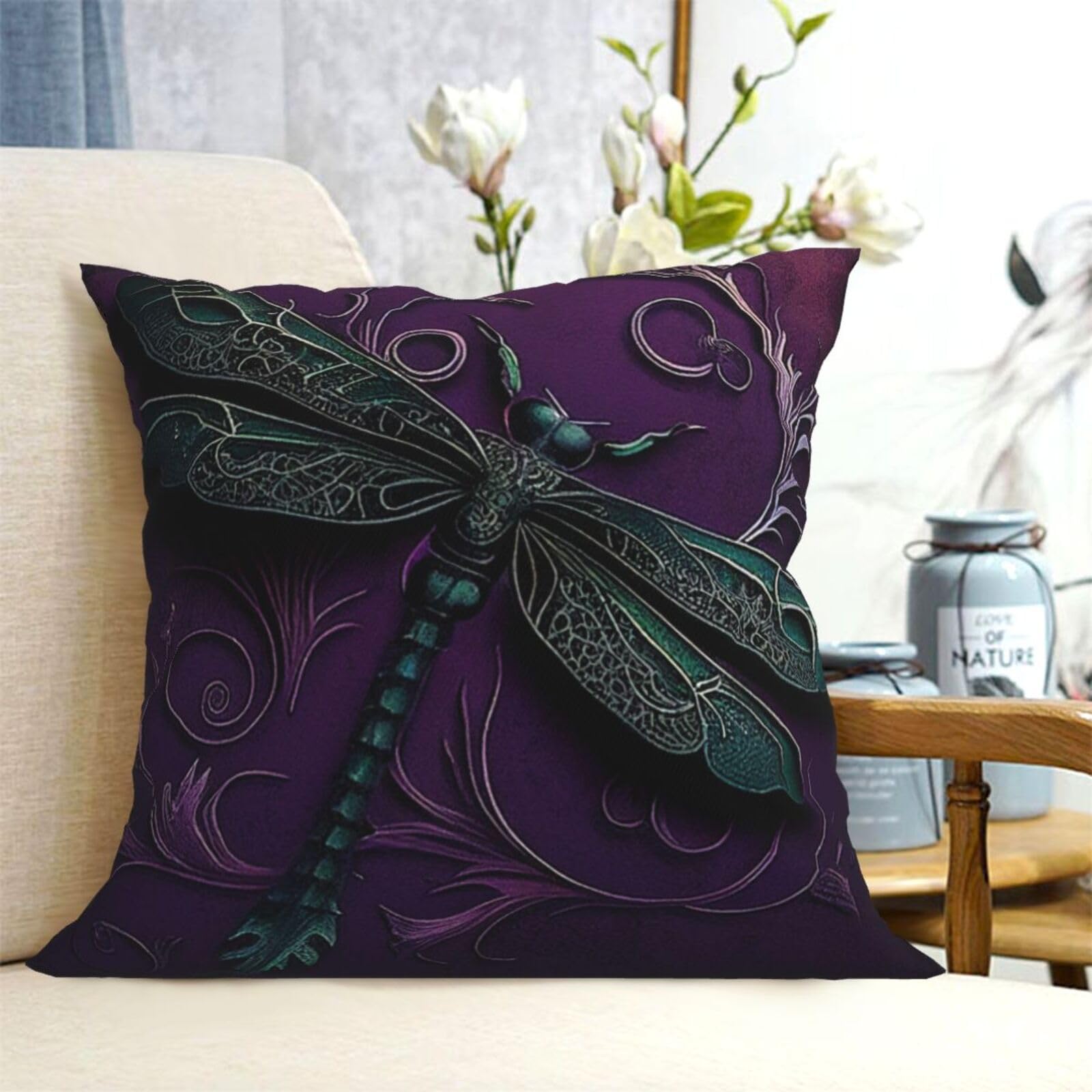 Yioniii Beautiful Golden Mandala Circle Design,Printed Throw Pillow Square Decorative Pillow for Sofa, Chair, Daybed, 18x18 in,Gold Black