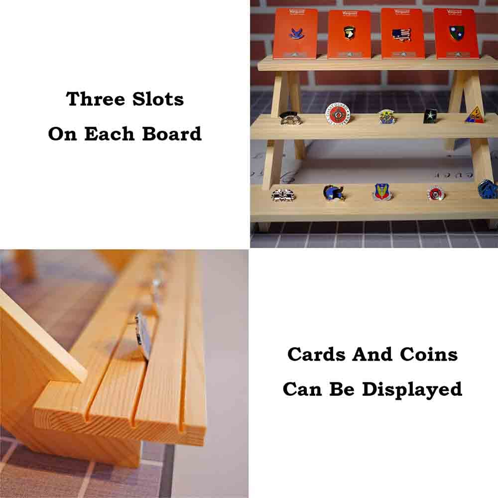 LUBANHAND 3 Steps Display Riser, Earring Display Stands, Showcase Cascading Merchandise Organizer Tray Vendor Display Supplies for Tabletop Shows Solid WoodâŚ