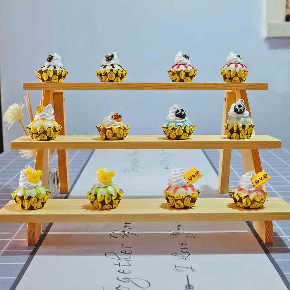 LUBANHAND 3 Steps Display Riser, Earring Display Stands, Showcase Cascading Merchandise Organizer Tray Vendor Display Supplies for Tabletop Shows Solid WoodâŚ