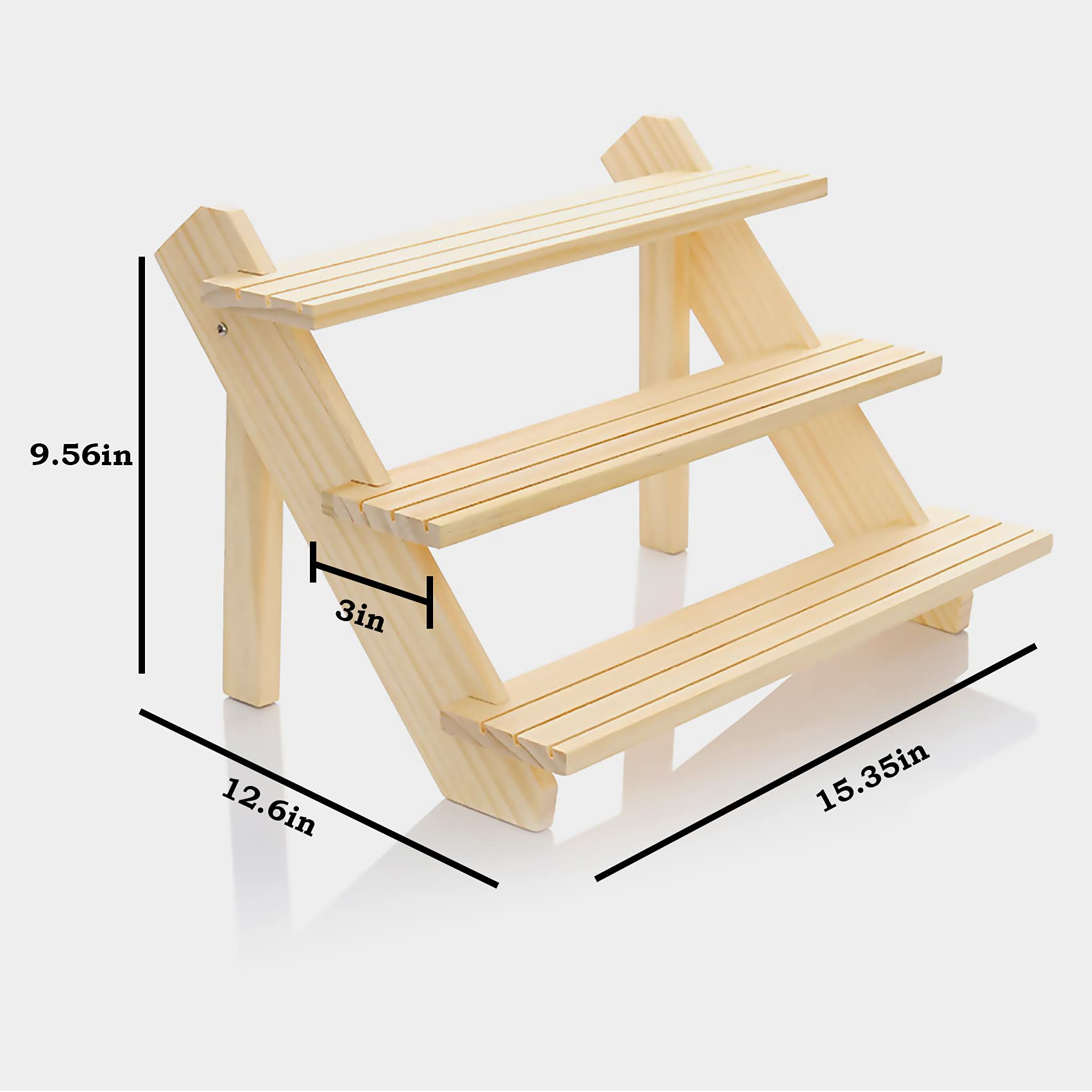 LUBANHAND 3 Steps Display Riser, Earring Display Stands, Showcase Cascading Merchandise Organizer Tray Vendor Display Supplies for Tabletop Shows Solid WoodâŚ