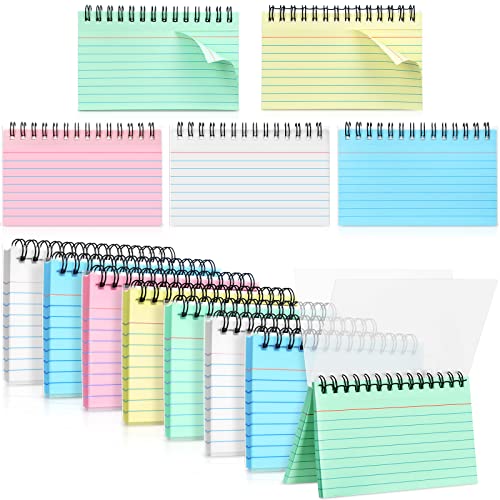 1250 Sheets Spiral Bound Index Cards 5x3 Inch Colored Lined Flash Cards for Studying Multicolor Ruled Flashcards on Ring Colorful Memo Note Pads Bulk for School Office Supplies, 25 Pads