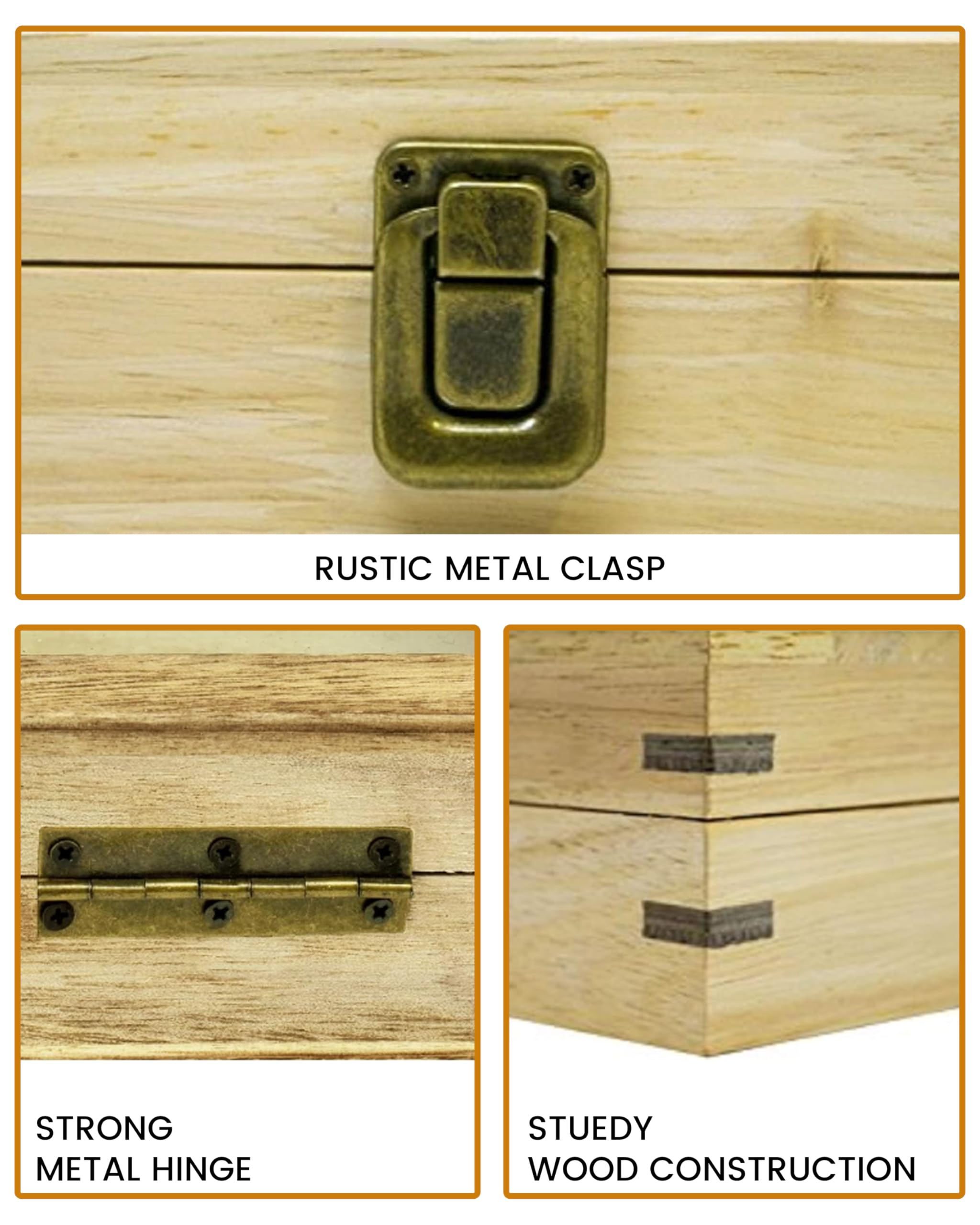 Novel Box Jewelry Display Case Wood 14.75x8.25x2.1 Large Glass Jewelry Box with Lid - Display Cases for Collectibles - Rock Collection Box with Metal Clasp - Gem Display Case