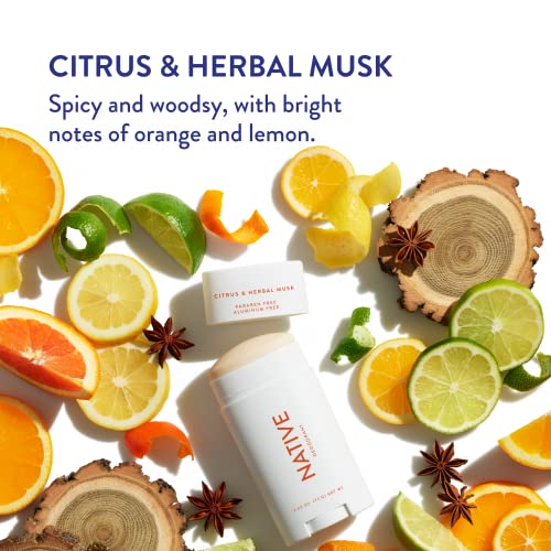 Native Deodorant | Natural Deodorant for Men and Women, Aluminum Free with Baking Soda, Probiotics, Coconut Oil and Shea Butter | Citrus & Herbal Musk