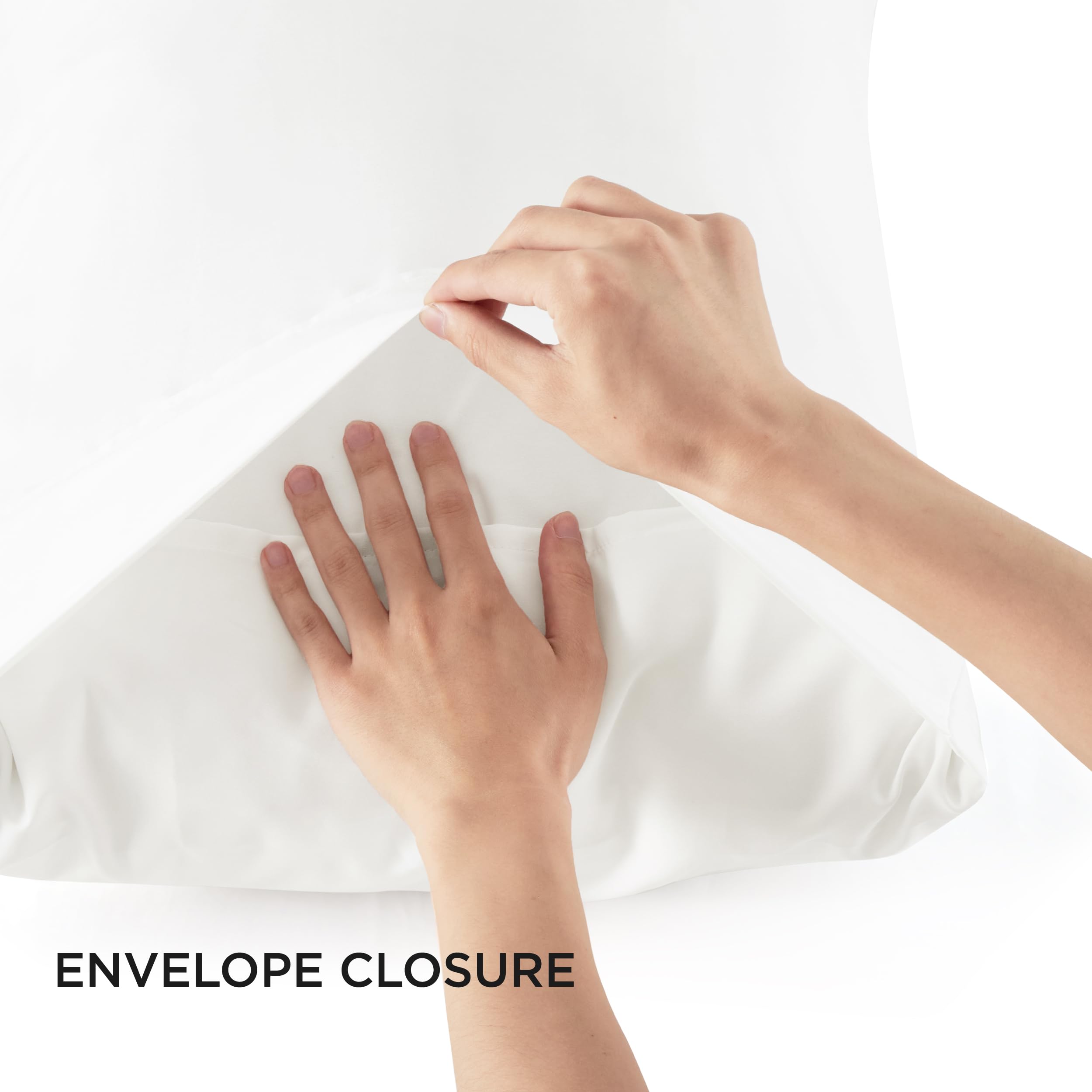 Bedsure Pillow Cases Queen Size Set of 2 - Polyester & Rayon Derived from Bamboo Cooling Pillowcase, Breathable, Soft and Wrinkle-Free Pillow Covers with Envelope Closure, Gifts, Black, 20x30 Inches