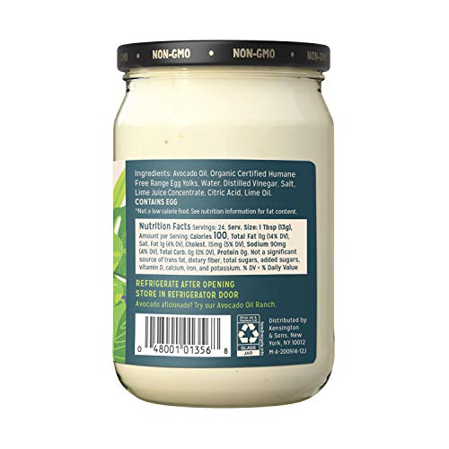 Sir Kensington's Mayonnaise Avocado Oil Mayo Keto Diet & Paleo Diet Certified, Gluten Free, Certified Humane Free Range Eggs, Shelf-Stable, 12 oz
