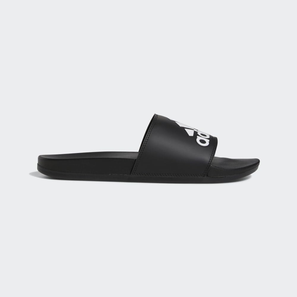 adidas Unisex Adilette Comfort Slide Sandal, Black/White/Black, 8 US Women