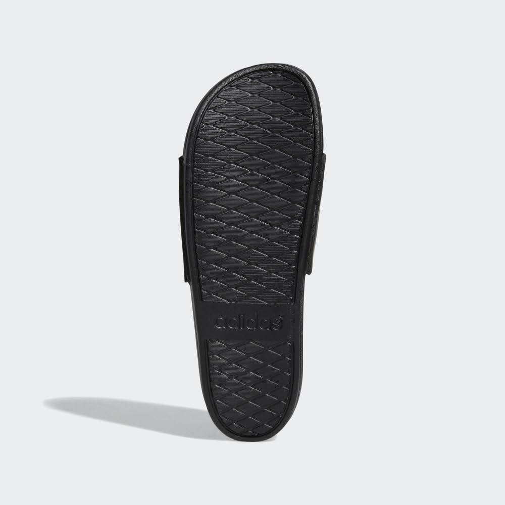 adidas Unisex Adilette Comfort Slide Sandal, Black/White/Black, 8 US Women