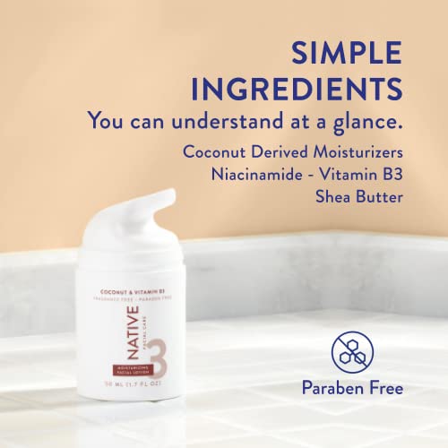 Native Moisturizing Facial Lotion, Coconut & Vitamin B3 Facial Moisturizer, Face Lotion, SPF 30 Facial Moisturizer, 1.7 fl oz