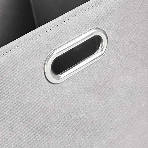 Amazon Basics Collapsible Fabric Storage Cubes with Oval Grommets - 6-Pack, Light Grey