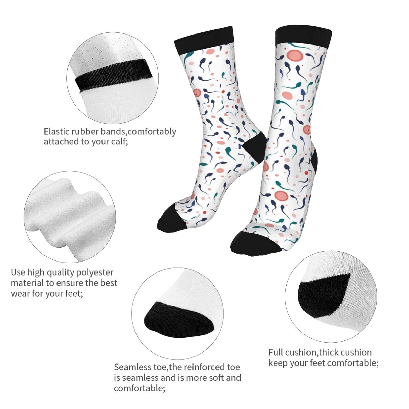 Egg Tadpole Socks For Men Women Funny Novelty Crazy Crew Socks