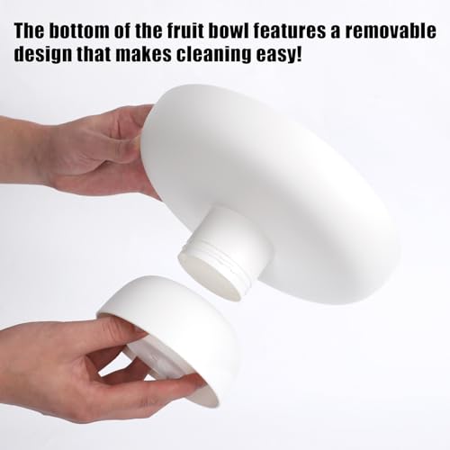 tchrules Fruit Bowl, Plastic Fruit Bowl for Kitchen Counter, White Fruit Basket with Draining Holes, Decor Centerpiece for Kitchen Counter or Dining Room Tables