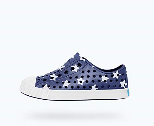 Native Shoes Baby Jefferson Print Child Sneaker, Regatta Blue/Shell White/Stars/Stripes, 4 Medium US Toddler