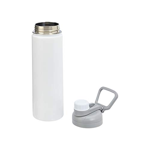 Amazon Basics Stainless Steel Insulated Water Bottle with Spout Lid – 20-Ounce, White