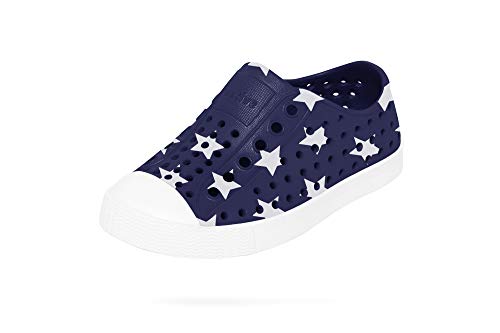 Native Shoes Baby Jefferson Print Child Sneaker, Regatta Blue/Shell White/Stars/Stripes, 4 Medium US Toddler