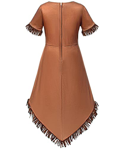 Native American Costume Girls Dress Indigenous American Indians Kids Cosplay 8-9 Years Brown
