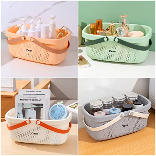 HAPPY MOTTE Plastic Portable Shower Caddy Basket, Bathroom Shower Caddy Tote With Handle For Collage Dorm Camp Travel -White