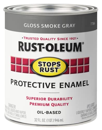 Rust-Oleum 7786502-2PK Stops Rust Brush On Paint, 1 Quarts (Pack of 2), Gloss Smoke Gray, 2 Can