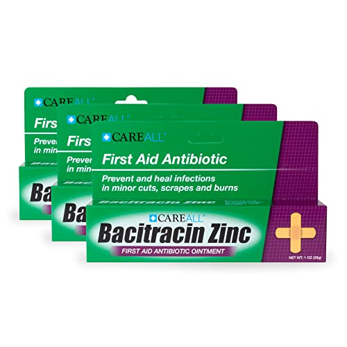(3 Pack) CareALL 1oz Bacitracin Antibiotic Zinc Ointment. First Aid Ointment to Prevent and heal infections for Minor cuts, scrapes and Burns.