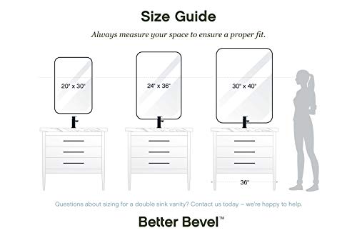 Better Bevel 30” x 40” Black Metal Framed Mirror | Rounded Rectangle Bathroom Wall Mirror