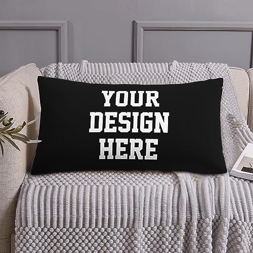 Custom Pillows with Picture Add Your Picture Logo Text Personalized Pillow with Photo Design Your Own Personalized Gifts Black 20x36In Pillow Case