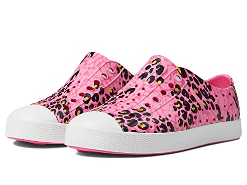 Native Shoes Kids Jefferson Print Sneakers for Little Kids - Durable Man-Made Upper, Slip-On Style, and Classic Round Toe Hollywood Pink/Shell White/Hollywood Warped Cheetah 3 Little Kid M