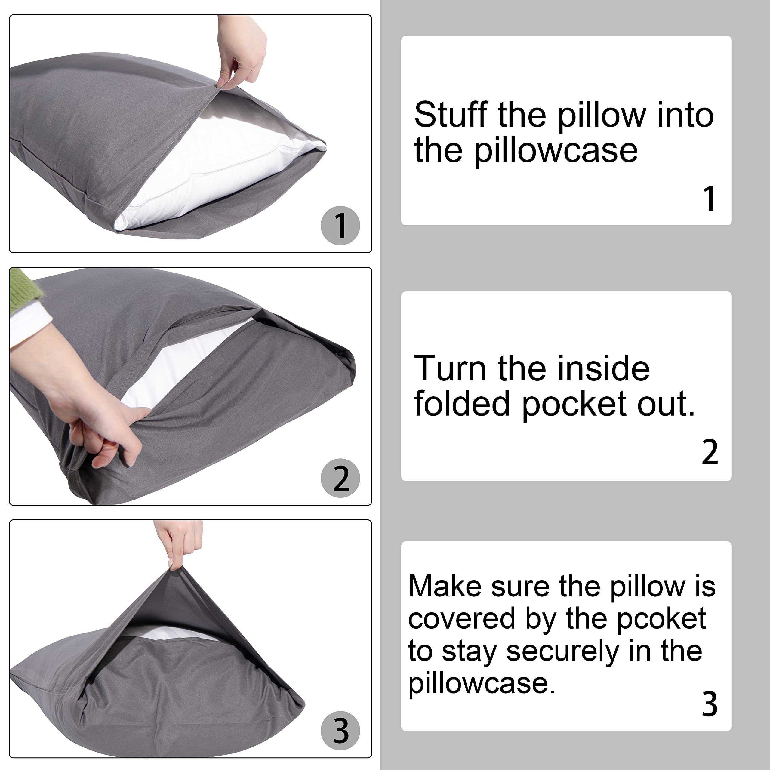 NTBAY Queen Pillowcase Set - 4 Pack Brushed Microfiber 20x30 Pillowcases - Soft, Wrinkle-Free, Fade-Resistant, Stain-Resistant, Black Pillowcases with Envelope Closure - 20x30 Inches, Black