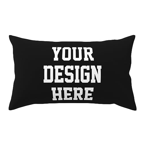 Custom Pillows with Picture Add Your Picture Logo Text Personalized Pillow with Photo Design Your Own Personalized Gifts Black 20x36In Pillow Case