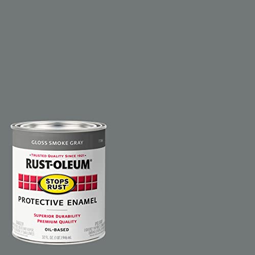 Rust-Oleum 7786502-2PK Stops Rust Brush On Paint, 1 Quarts (Pack of 2), Gloss Smoke Gray, 2 Can