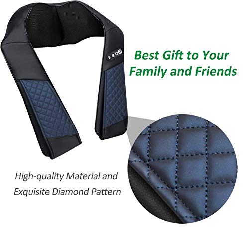 EAshuhe Neck and Shoulder Massager with Heat Shiatsu Back Massage Pillow with 3D Deep Tissue Kneading for Foot, Legs, Body Muscle - Use at Home, Office & Car