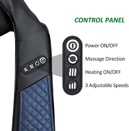 EAshuhe Neck and Shoulder Massager with Heat Shiatsu Back Massage Pillow with 3D Deep Tissue Kneading for Foot, Legs, Body Muscle - Use at Home, Office & Car
