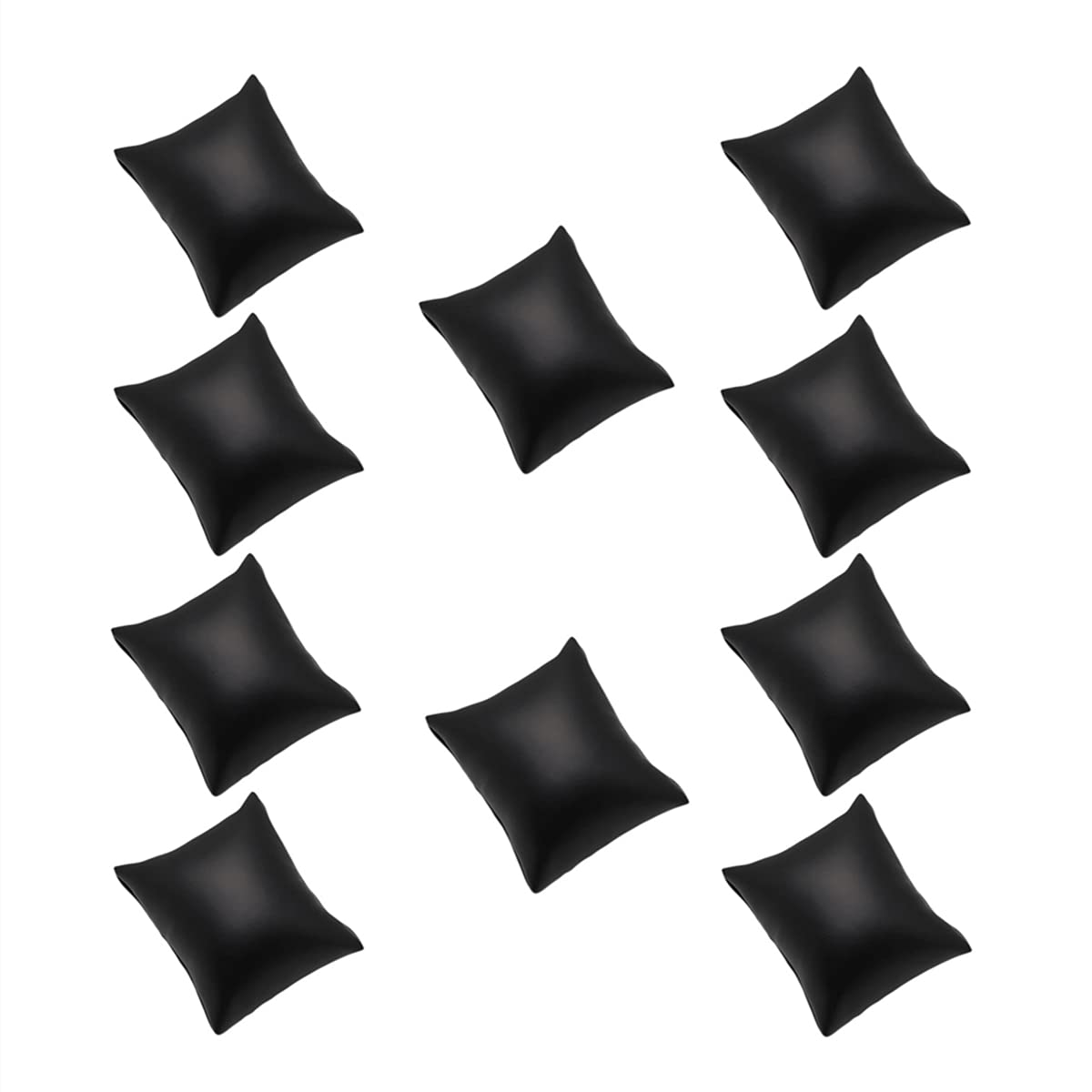 Fannuoncc 10-Pieces PU Leather Small Bracelet/Watch Pillow Jewelry Displays (Black)