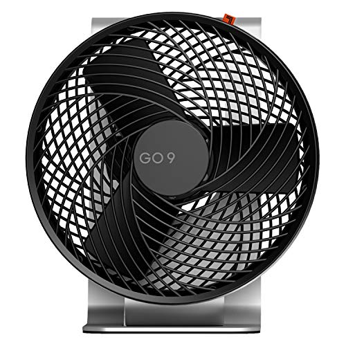 Sharper Image GO 9 Rechargeable Portable Fan with Stand, 3 Speeds, Adjustable Head Tilt, Black