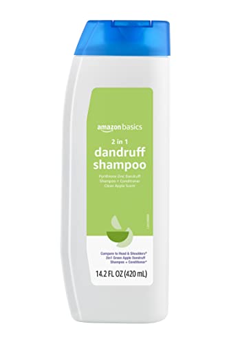 Amazon Basics 2-in-1 Dandruff Shampoo & Conditioner, Green Apple Scent, 14.2 Fluid Ounces, 1-Pack (Previously Solimo)