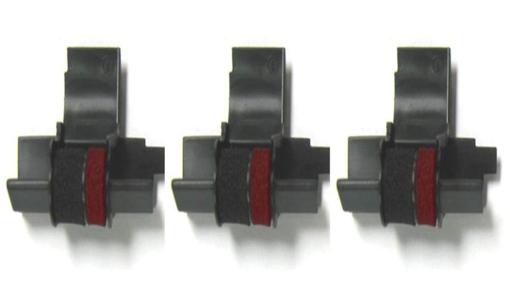 (3 Pack) COMPUMATIC Compatible/Replacement Calculator Ink Roller, Black/Red IR-40T, for Casio HR-100TM Casio HR-150TM and More