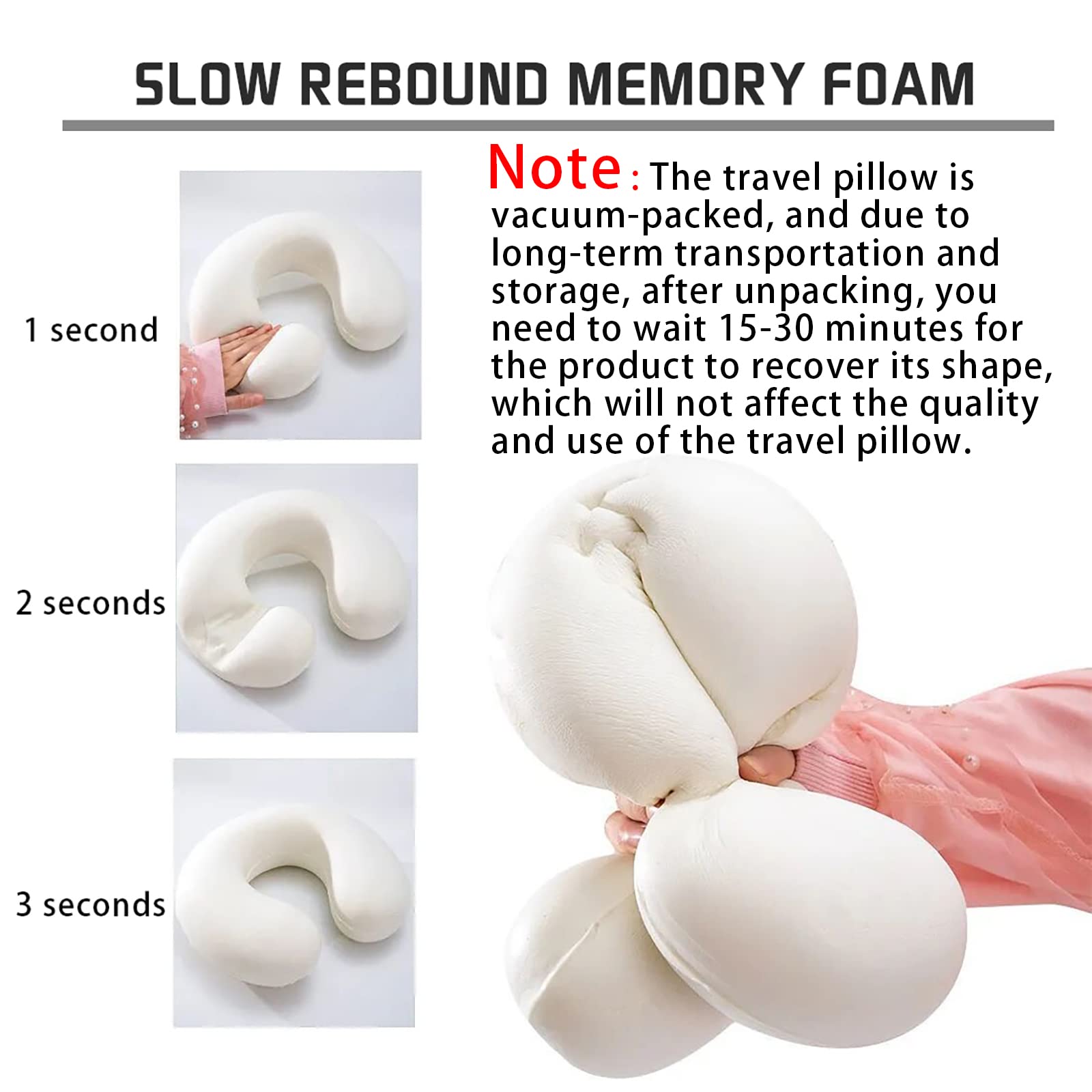 Youmeisha Comfortable Breathable Memory Foam Travel Pillow Neck Pillow Support Neck and Head Aircraft Neck Pillow Suitable for Airplane Travel Portable Neck Pillow Support Machine Washed (Black)