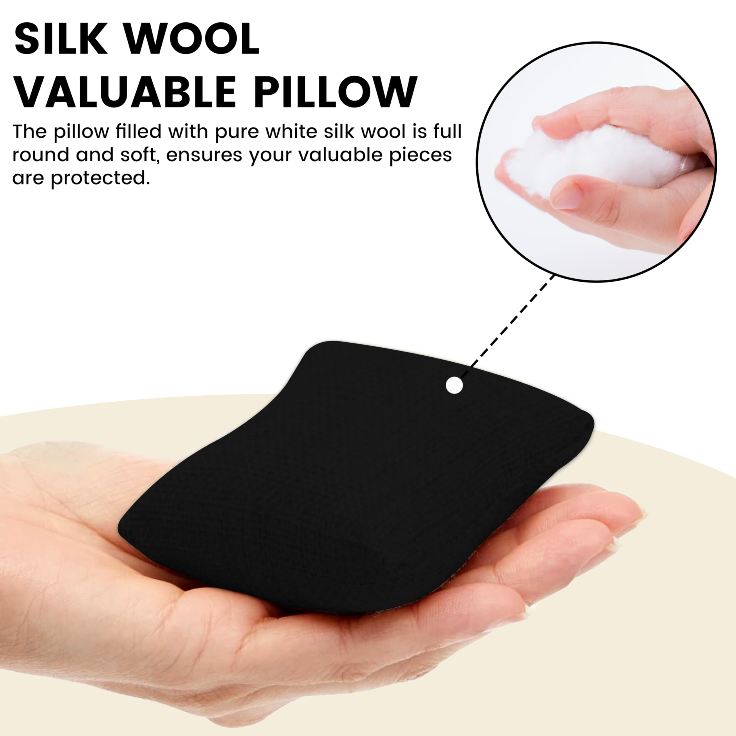 Novel Box Black Velvet Jewelry Display Watch Pillow 5 Pack - Bracelet Pillows for Easy Care & Soft Protection - Watch Cushion for Birthday, Valentine’s Day & Wedding Gift Displays