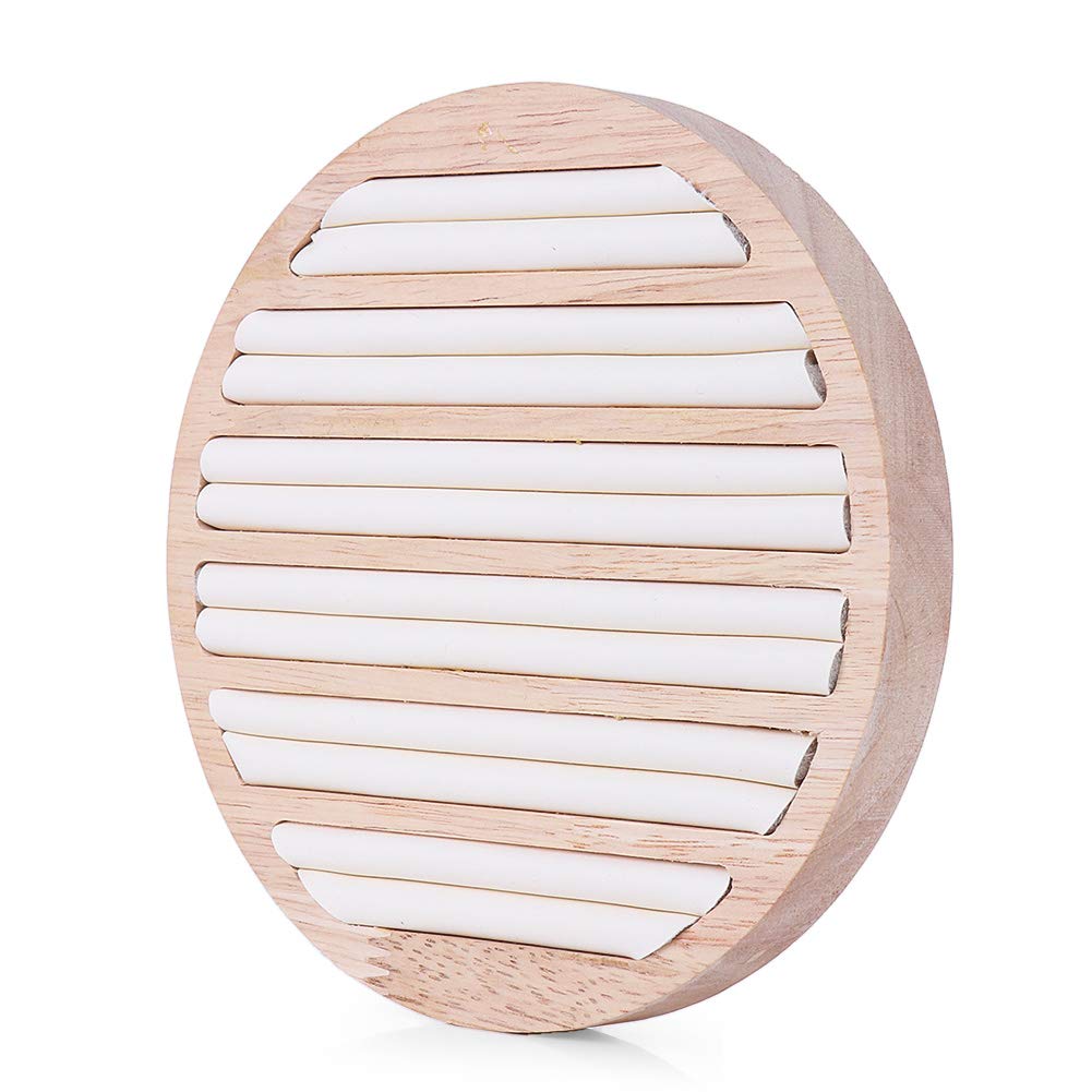 Valyria Bamboo Wood 6 Slots Round Ring Earrings Trays Showcase Display Jewelry Organizer (Round Wood)