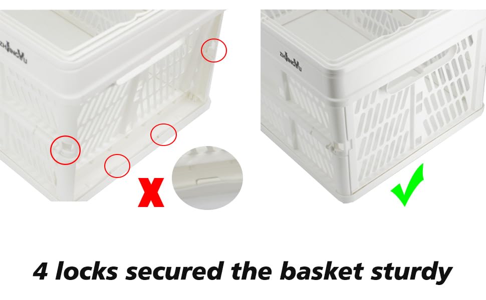 ZHJINGYU crates for storage,plastic baskets for organizing,Plastic Storage Crate,Foldable Milk crate with Handles,collapsible storage crate,car basket,for Kitchen,Bathroom,Medicine