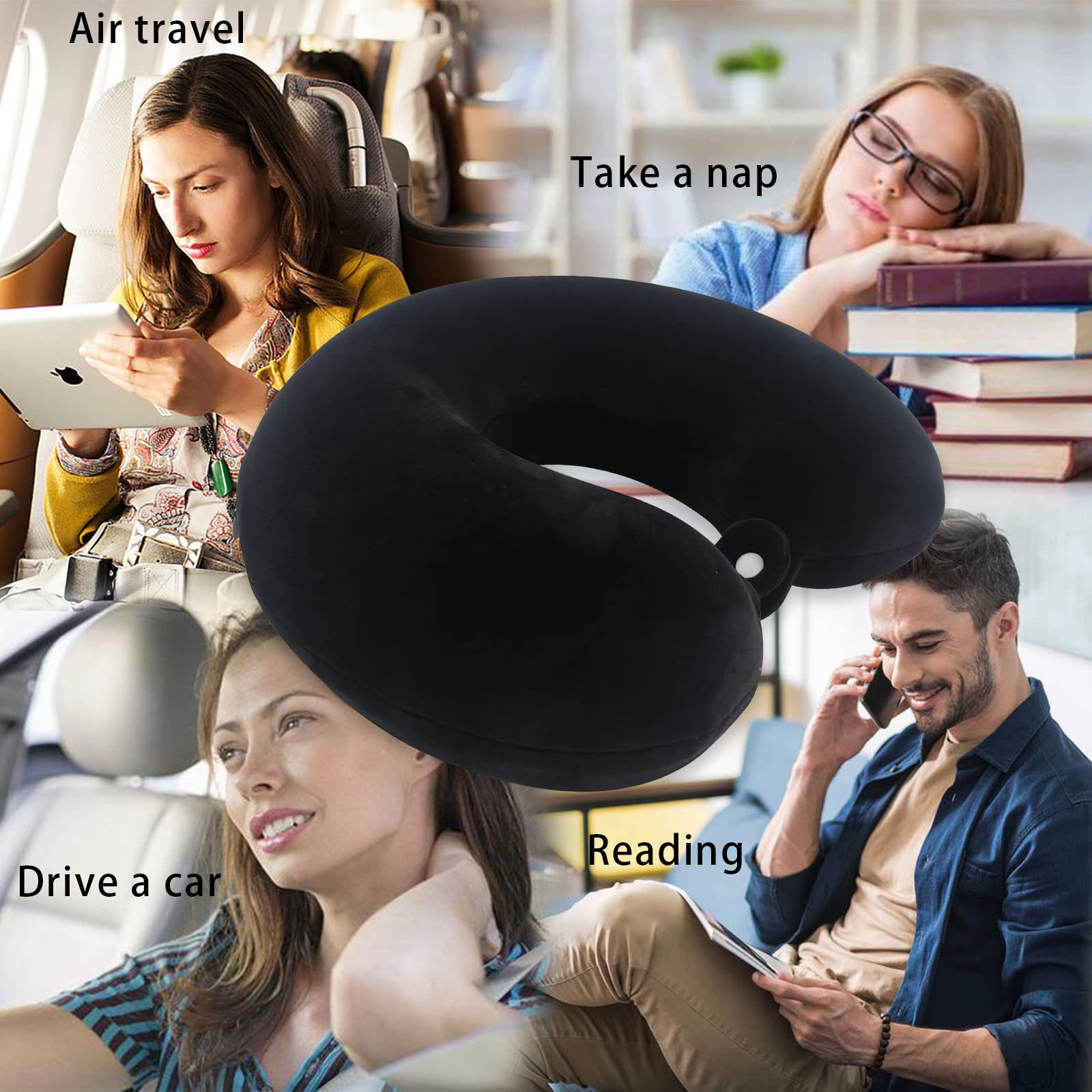 Youmeisha Comfortable Breathable Memory Foam Travel Pillow Neck Pillow Support Neck and Head Aircraft Neck Pillow Suitable for Airplane Travel Portable Neck Pillow Support Machine Washed (Black)
