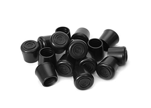 Chair Leg Tips Caps Non-Slip Rubber Leg Tips 1” Inner Diameter Furnigear -Black Chair Leg Floor Protectors Round , 16 Pack