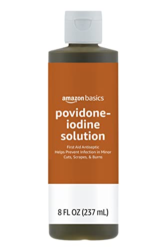 Amazon Basics 10% Povidone Iodine Solution First Aid Antiseptic, 8 Fluid Ounces, 1-Pack (Previously Solimo)