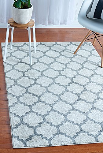 Unique Loom Trellis Collection Modern Morroccan Inspired with Lattice Design Area Rug, Rectangular 4' 1" x 6' 1", Beige and Gray/Gray
