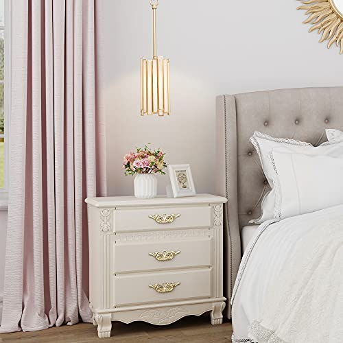 Optimant Lighting Gold Pendant Lighting, Modern Tiffany Glass Cylinder Hanging Light Fixture for Kitchen Island, Hallway, Foyer, Bedroom and Dining Room