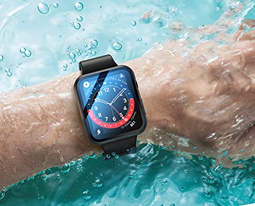 Misxi 2 Pack Waterproof Black Hard Case with Tempered Glass Compatible with Apple Watch Series 6 SE Series 5 Series 4 44mm, Ultra-Thin Durable Protective Cover for iWatch Screen Protector