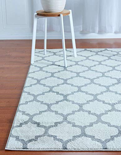 Unique Loom Trellis Collection Modern Morroccan Inspired with Lattice Design Area Rug, Rectangular 4' 1" x 6' 1", Beige and Gray/Gray