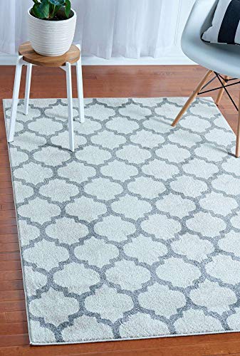 Unique Loom Trellis Collection Modern Morroccan Inspired with Lattice Design Area Rug, Rectangular 4' 1" x 6' 1", Beige and Gray/Gray
