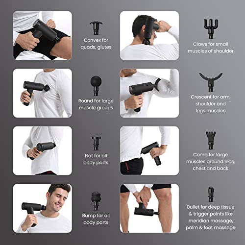 Mebak Chic Massage Gun Percussive Massager for Pain Relief, Workout Relaxation, Quiet Cordless Fascia Gun Recovery Tool Black