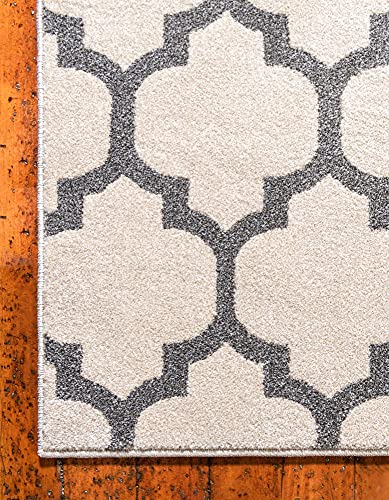 Unique Loom Trellis Collection Modern Morroccan Inspired with Lattice Design Area Rug, Rectangular 4' 1" x 6' 1", Beige and Gray/Gray