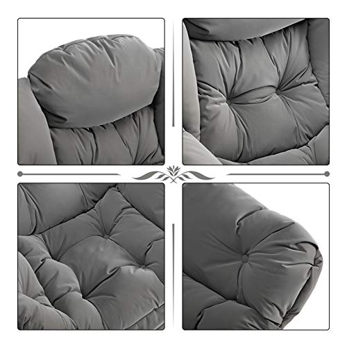 AcozyHom Modern Large Cotton Fabric Lazy Chair,Accent Contemporary Lounge Chair, Single Steel Frame Leisure Sofa Chair with Armrests and A Side Pocket, Nanometer Grey