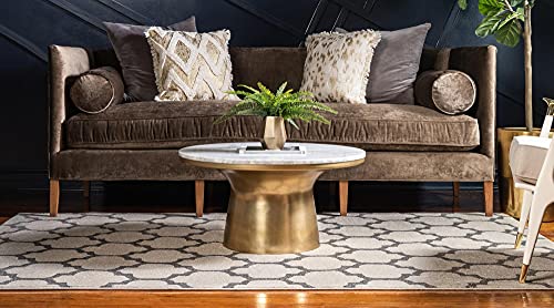 Unique Loom Trellis Collection Modern Morroccan Inspired with Lattice Design Area Rug, Rectangular 4' 1" x 6' 1", Beige and Gray/Gray